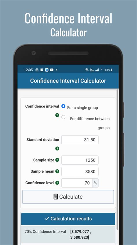 Confidence Interval Calculatoramazondeappstore For Android