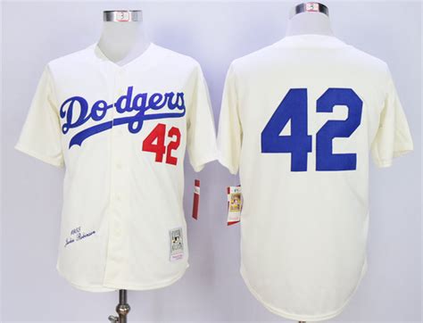 Dodgers 42 Jackie Robinson Cream 1955 Throwback Jersey Jerseymaker