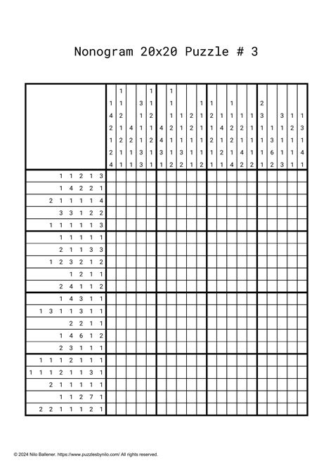 Free Downloadable Nonogram Puzzle Large 3 — Puzzles By Nilo