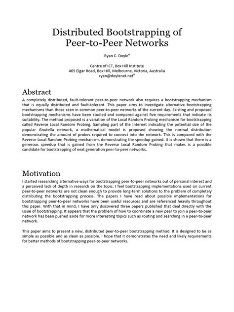Distributed Bootstrapping Of P2p Networks Rdoyle Pdf Peer To Peer
