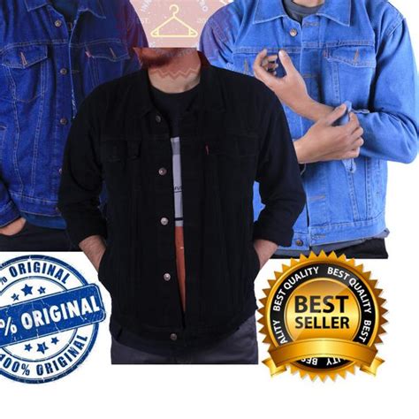Jual Jaket Jeans Pria Outer Denim Cowok Biru Dongker Navy Hitam Biru Muda Hitam L Shopee