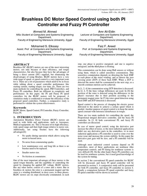 Ushless Dc Motor Speed Control Using Both Pi Pdf Electric Motor Electromagnetism
