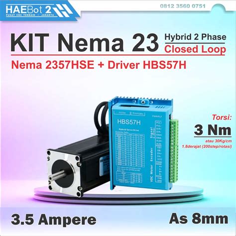 Jual [haebot 2] Kit Motor Stepper Nema 23 Nema23 Closed Loop 3nm Hbs57h 3 5a Cnc Hybrid Servo