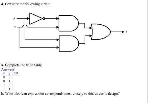 Solved 4 Consider The Following Circuit Complete The Truth Table