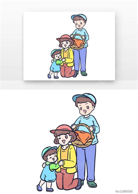 手绘卡通一家人出去游玩图片下载红动中国