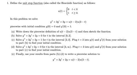Solved 1 Define The Unit Step Function Also Called The Chegg Com