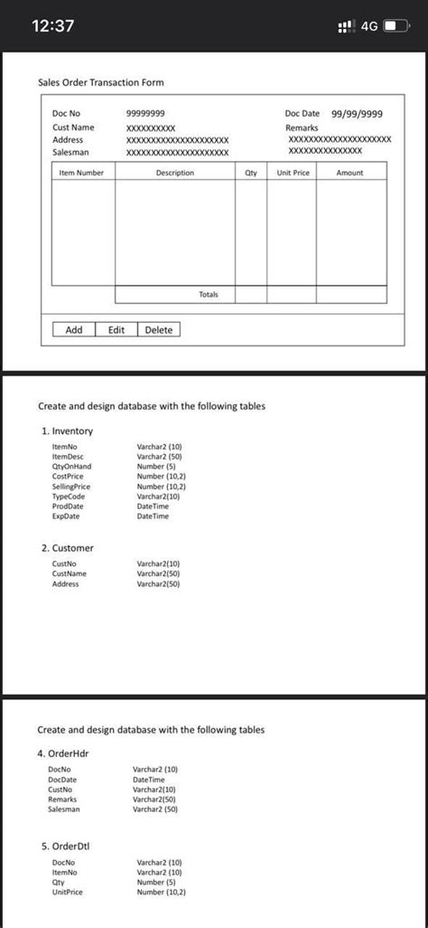 Solved Create And Design Database With The Following Tables Chegg Com