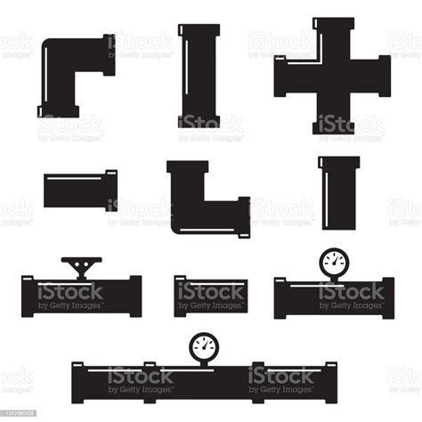 파이프 피팅 벡터 아이콘 세트입니다 튜브 산업 건설 파이프 라인 강철에 대한 스톡 벡터 아트 및 기타 이미지 강철 건설 산업 마노미터 Istock