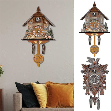 German Black Forest Cuckoo Clock Retro Nordic Style Wooden Cuckoo Wall