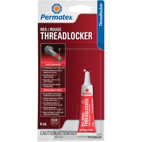 Permatex 26207 Permanent Strength Threadlocker Red High 6 Ml Tube