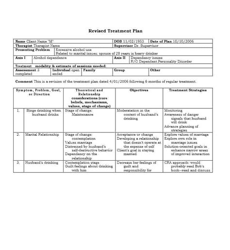 Substance Use Treatment Plan Goals And Objectives Examples At Thomas
