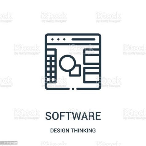 디자인 사고 컬렉션에서 소프트웨어 아이콘 벡터입니다 얇은 라인 소프트웨어 개요 아이콘 벡터 일러스트 레이 션입니다 0명에 대한