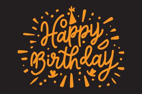 검은색 배경에 생일 축하 텍스트 터 디자인 프리미엄 벡터