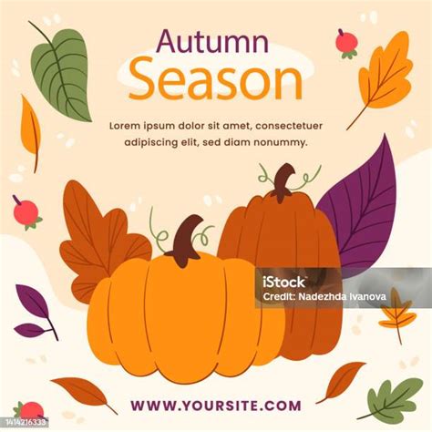 가을 축하 벡터 일러스트레이션을 위해 설정된 플랫 포스트 가을에 대한 스톡 벡터 아트 및 기타 이미지 가을 가을 단풍 계절 Istock