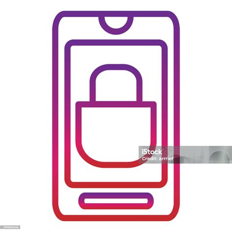 윤곽선 그라데이션 모바일 아이콘은 흰색 배경에 분리되어 있습니다 Brand Name Smart Phone에 대한 스톡 벡터 아트 및 기타 이미지 Brand Name