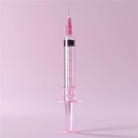 A Clear Syringe With A Plunger And Needle Resting On A Soft Pink Background Premium Ai