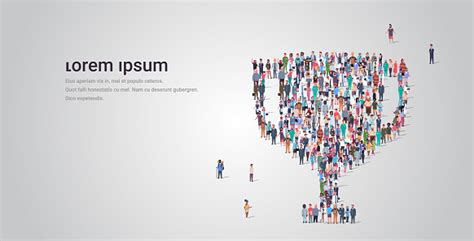 다른 직업 직원 1 위 우승 컨셉 전체 길이 수평 복사 공간의 트로피 컵 모양 군중에 함께 서 큰 사람들 그룹 다양성에 대한 스톡 벡터 아트 및 기타 이미지 Istock