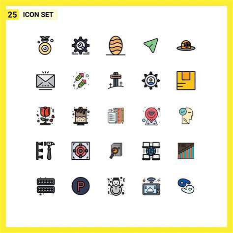 User Interface Pack Of 25 Basic Filled Line Flat Colors Of Hat Computer Configuration Mouse