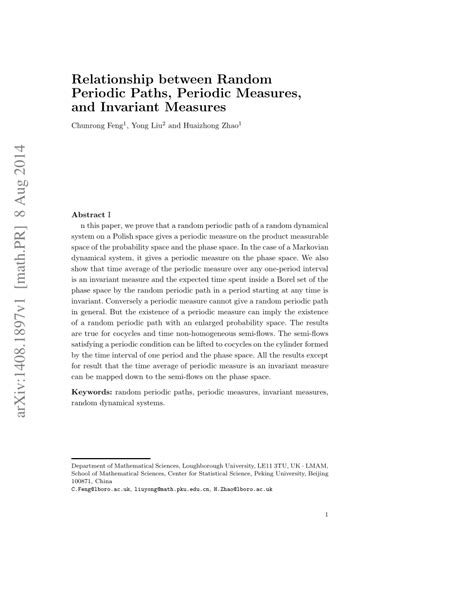 Pdf Relationship Between Random Periodic Paths Periodic Measures And Invariant Measures
