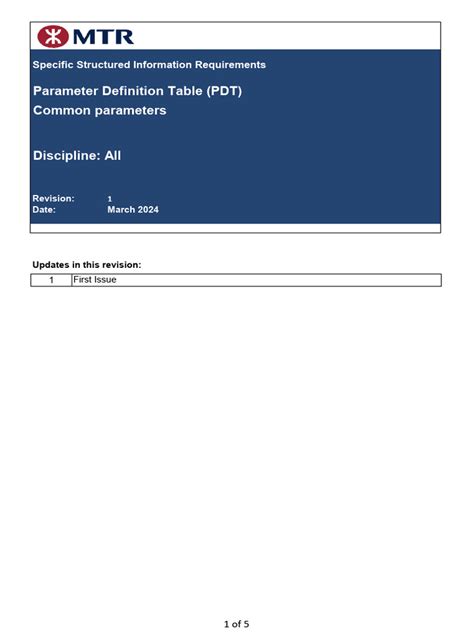 Mtr Parameter Definition Table Publish 01 Common Pdf Building
