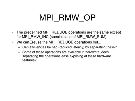 PPT Enhancing MPI RMA Capability MPI RMW And MPI RMW PowerPoint Presentation ID