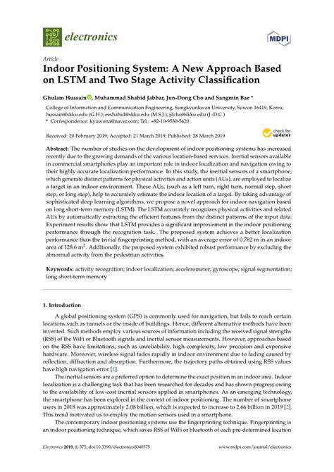 PDF Indoor Positioning System A New Approach Based On LSTM And Two Stage Activity Classification