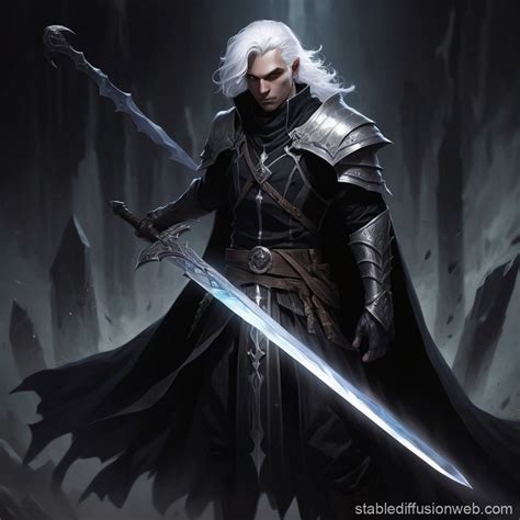 Dnd Young Shadar Kai White Hair Warlock Dark Magic Energy Dark Mithral