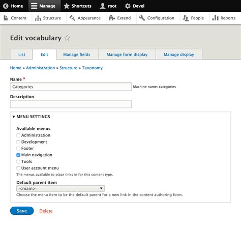 Taxonomy Menu Ui