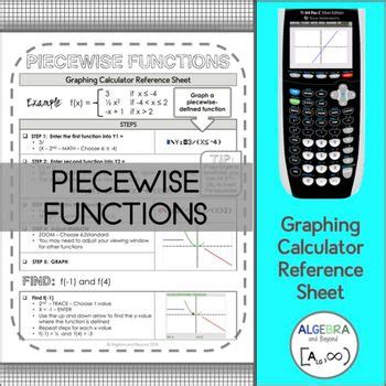 Graphing Piecewise Functions TI Calculator Reference Sheet And