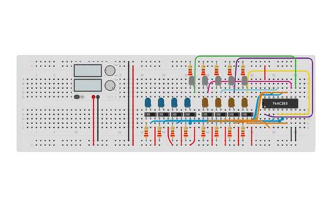 Circuit Design 4 Bit Adder 74hc283 Tinkercad