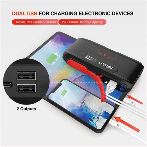 Utrai Car Jump Starter 20000mah 1600a Portable Emergency Charger