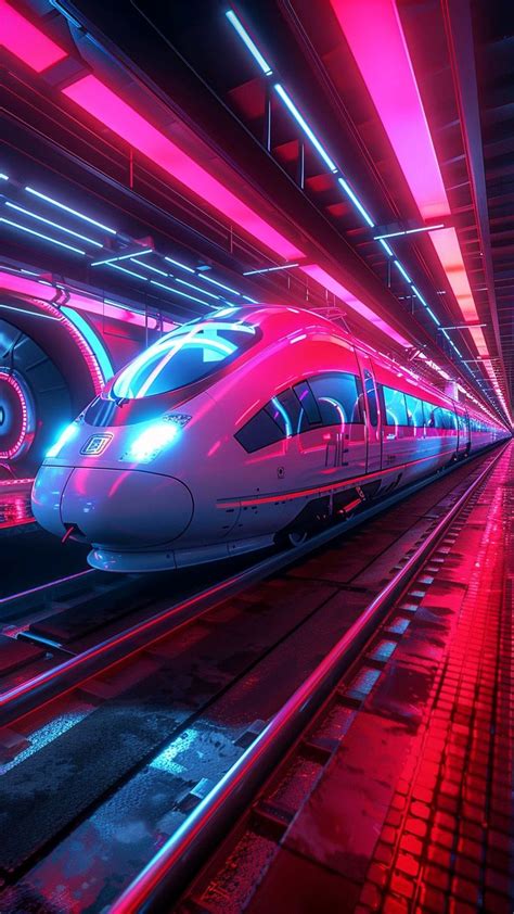 Cyberpunk Futuristic Neon Train Station Futuristic Architecture Sci Fi Architecture