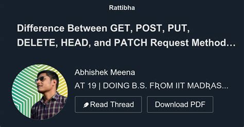 Difference Between Get Post Put Delete Head And Patch Request Methods Open The Thread 🧵 👇🏻