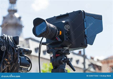 Camera Set Up On Tripod Stock Photo Image Of Multimedia