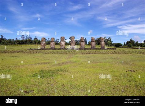 ahu akivi easter island chile ahu akivi is a sacred place with seven moai all equal size and