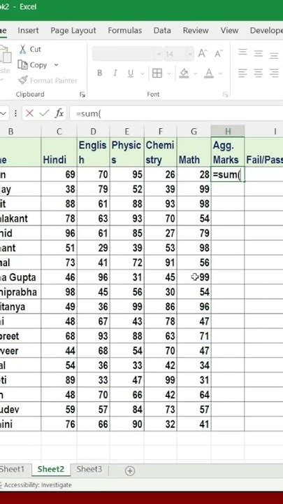 calculate total marks sum of numbers how to add numbers in excel