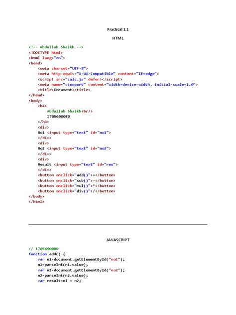 basic javascript calculations an html javascript code sample for