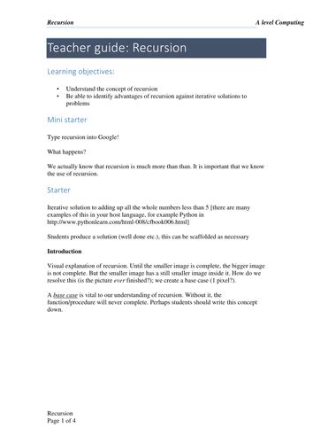 Recursion And Recursive Techniques In Computing And Computer Science