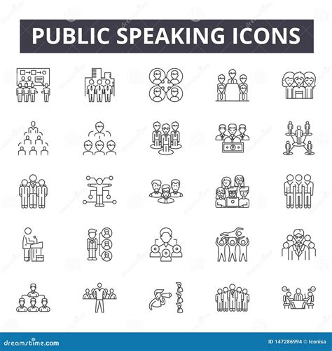 Speaking Line Vector Icons And Signs Orate Express Converse Declare Utter State Lecture