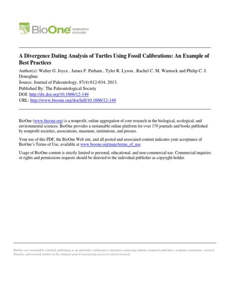 A Divergence Dating Analysis Of Turtle Using Fossil Calibrations An Example Of Best Practices