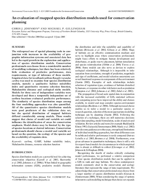 Pdf Evaluation Of Mapped Species Distribution Models Used For