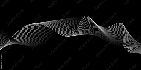 Vector Spiral Flowing Line Art Black And White Particle Line Art Vector Stock Illustration