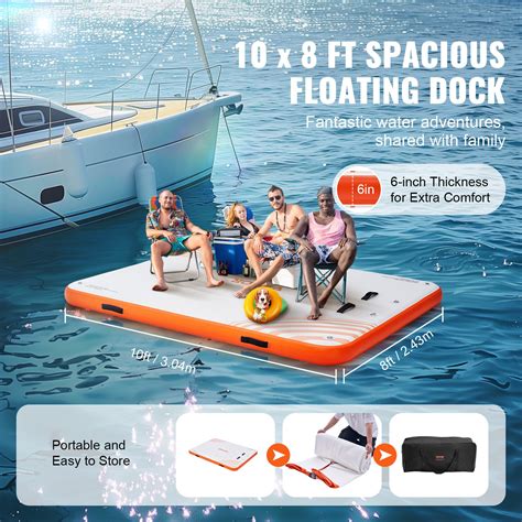 Vevor Inflatable Floating Dock 10 X 8ft Inflatable Dock Platform Non Slip Water Floating Dock