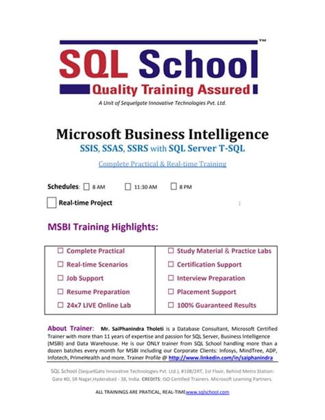 Msbi With Sql Server T Sql Microsoft Bi With Server T Sql Realtime