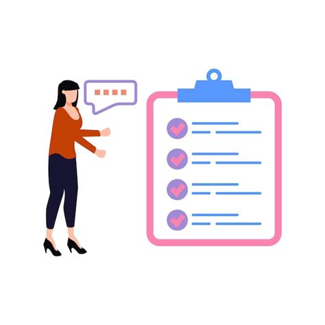 Premium Vector The Girl Is Looking At The Checklist