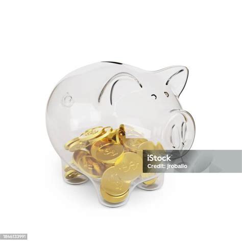 유리 돼지 저금통 와 동전 와 백색 배경 고립된 통하고 있는 3d 일러스트레이션입니다 0명에 대한 스톡 사진 및 기타 이미지 Istock
