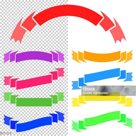 투명하고 흰색 배경에 컬러 격리 배너 리본의 집합입니다 간단한 플랫 벡터 그림입니다 텍스트 에 대한 공백이 있습니다 인포 그래픽 디자인 광고 휴일 라벨에 적합합니다 0명에