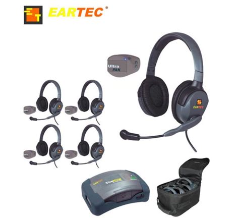 Eartec Upmx4gd5 Ultrapak 5 Person Hub Intercom System Max4g Double Headset Dalite
