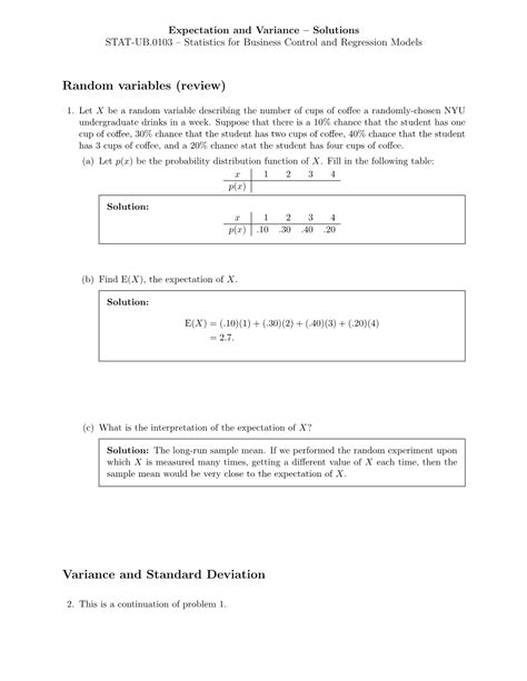 random variables review variance and standard deviation docslib