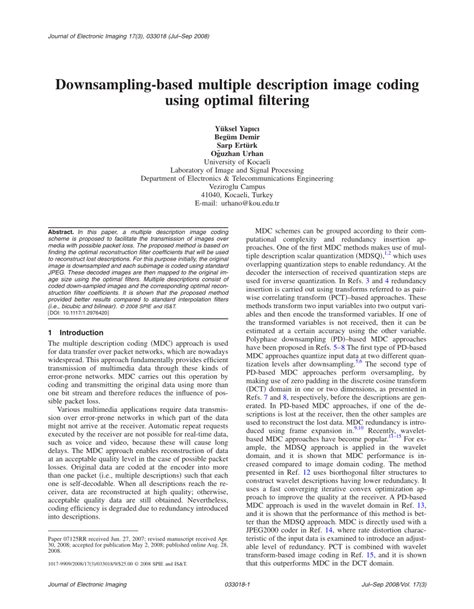 Pdf Downsampling Based Multiple Description Image Coding Using